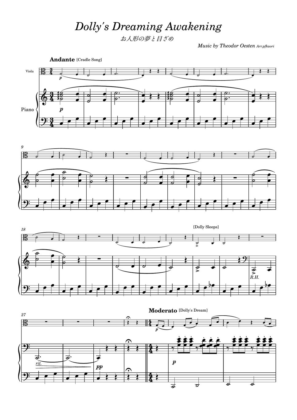 T.Oesten - Dolly's Dreaming Awakening (viola & Piano) Sheets by pfkaori
