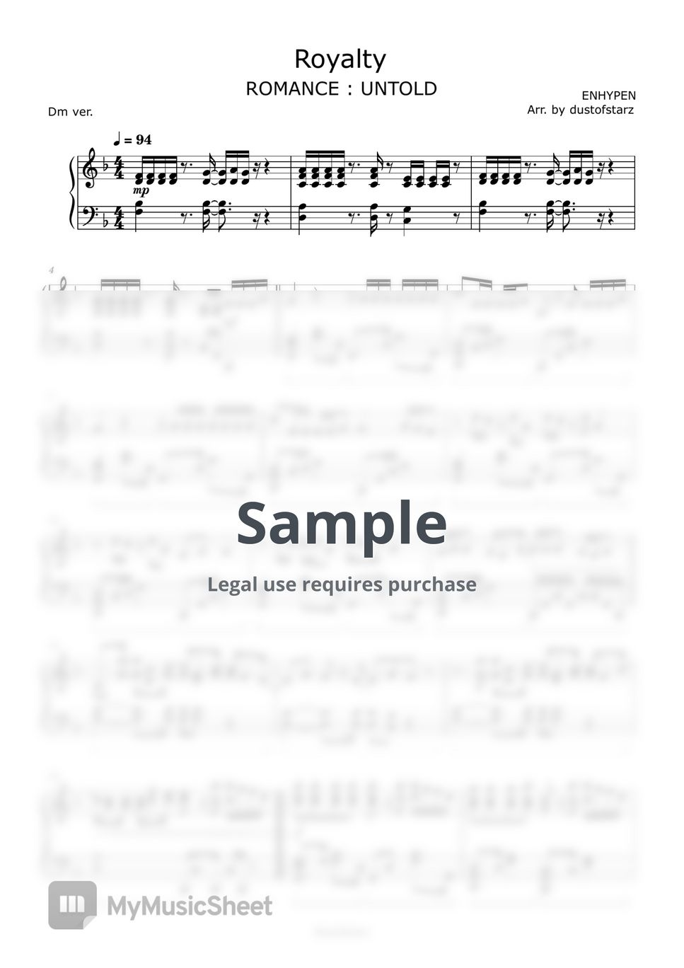 ENHYPEN - Royalty Sheet Music by dustofstarz