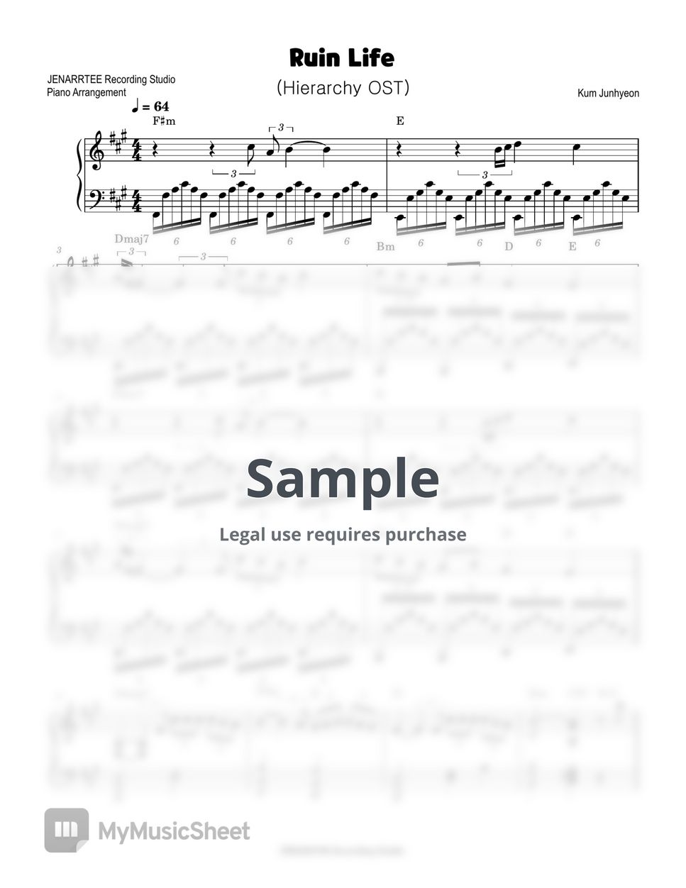 Kum Junhyeon - Ruin Life (Hierarchy OST) Sheets by JENARRTEE Recording ...