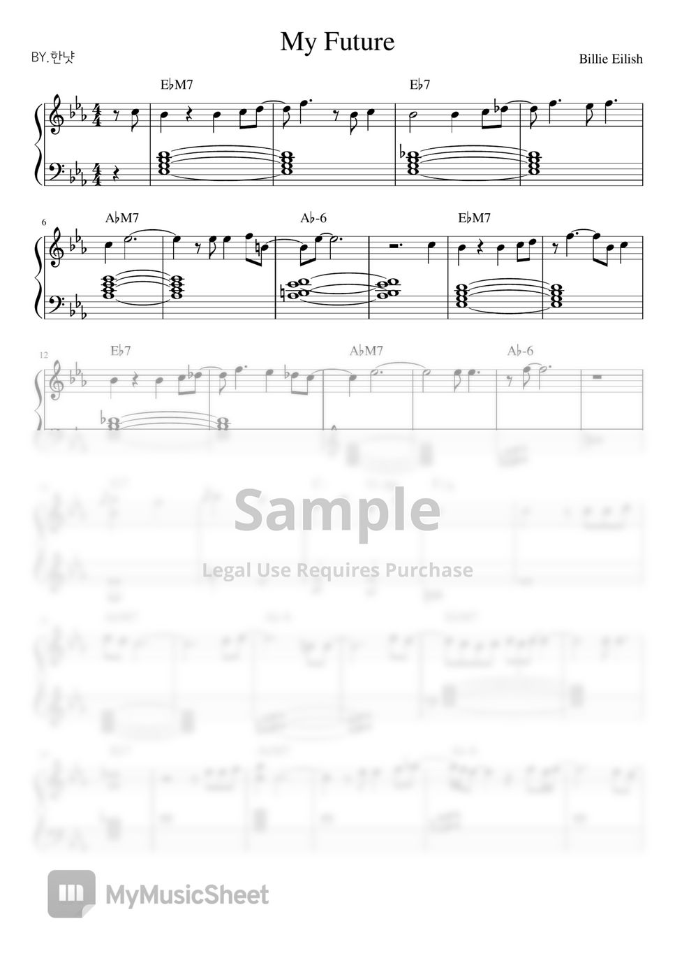 Billie Eilish - My Future 曲谱 by hannyat