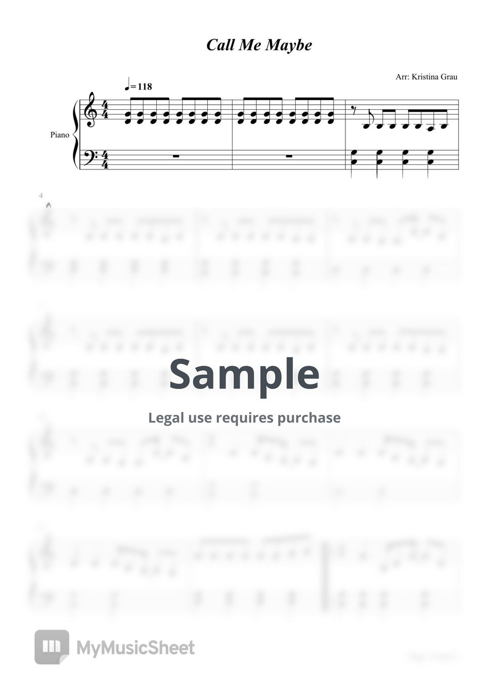 Carly Rae Jepsen - Call Me Maybe (简单版-Carly Rae Jepsen) Sheet Music by ...