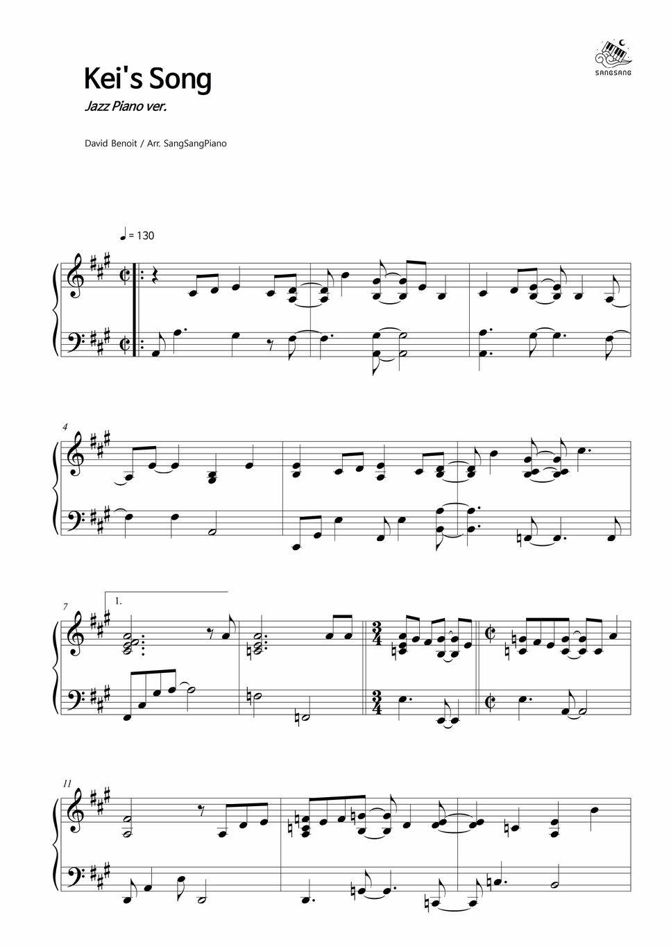 David Benoit - Kei's Song Sheets by 상상피아노