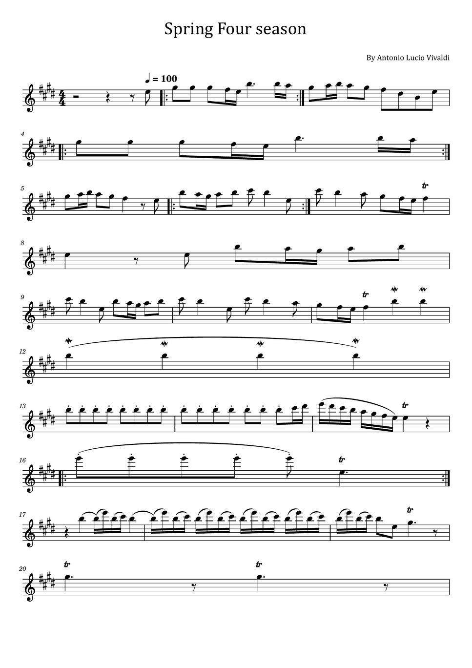 Antonio Lucio Vivaldi - Spring Four seasons (For Violin Solo) Partitura ...