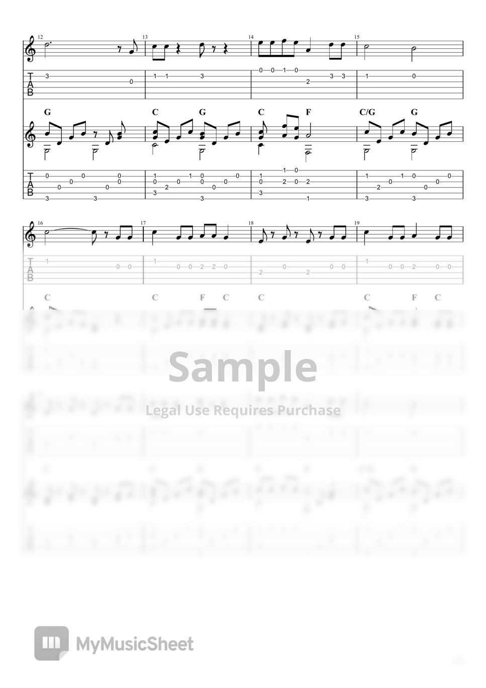 Henry Clay Work 할아버지의 낡은 시계 기타 듀엣 타브악보 포함 코드 포함 Sheets By Bella