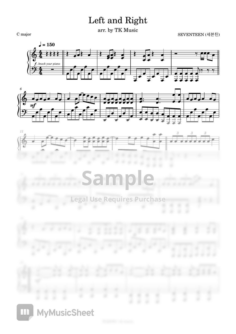 SEVENTEEN (세븐틴) - Left and Right Sheet Music by TK Music