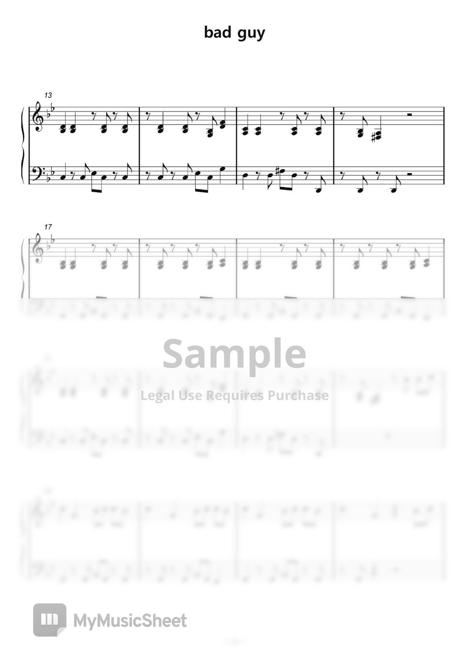 Billie Eilish - bad guy Sheets