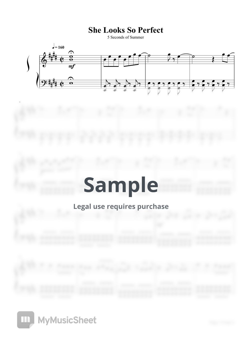 5 Seconds of Summer - She Looks So Perfect (5 Seconds of Summer) Sheet ...