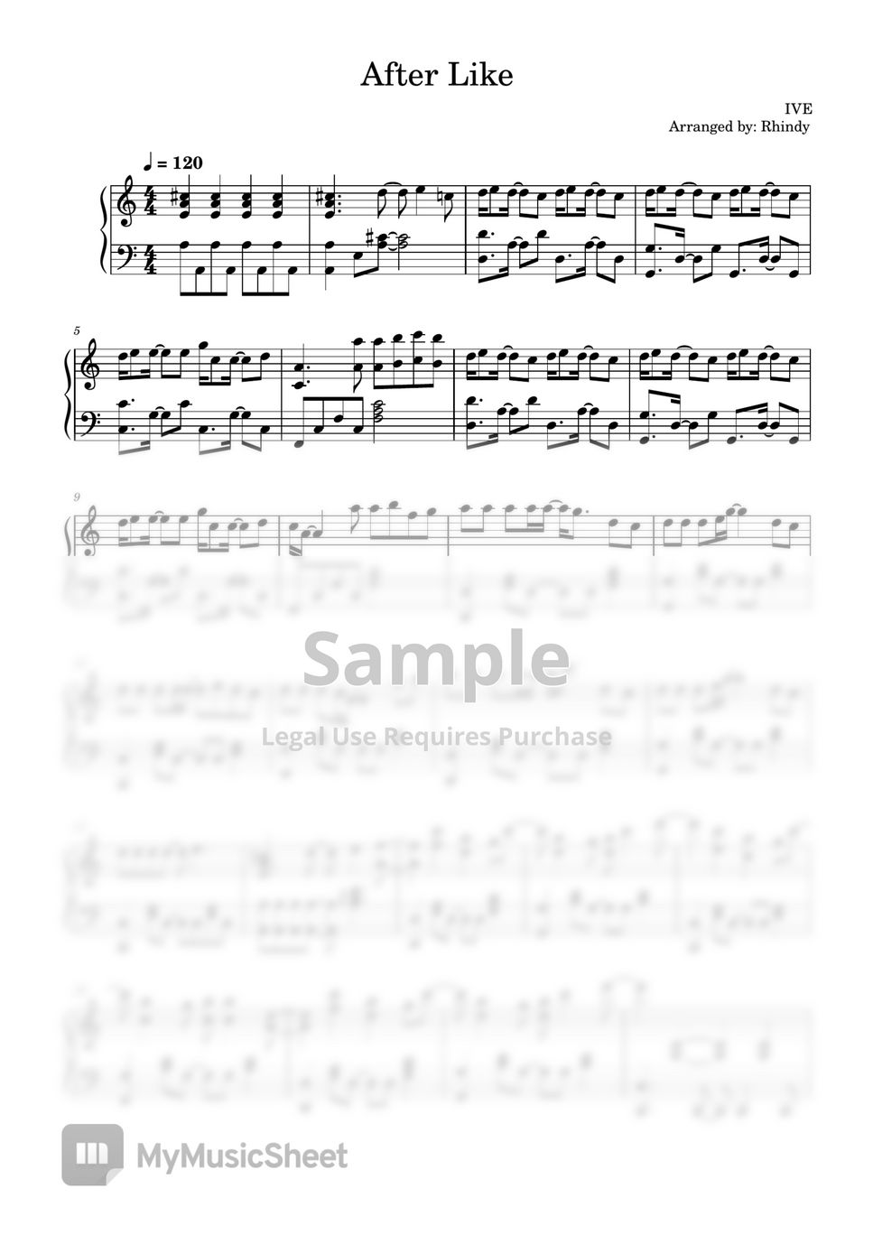 IVE - After Like Sheet Music by Rhindy