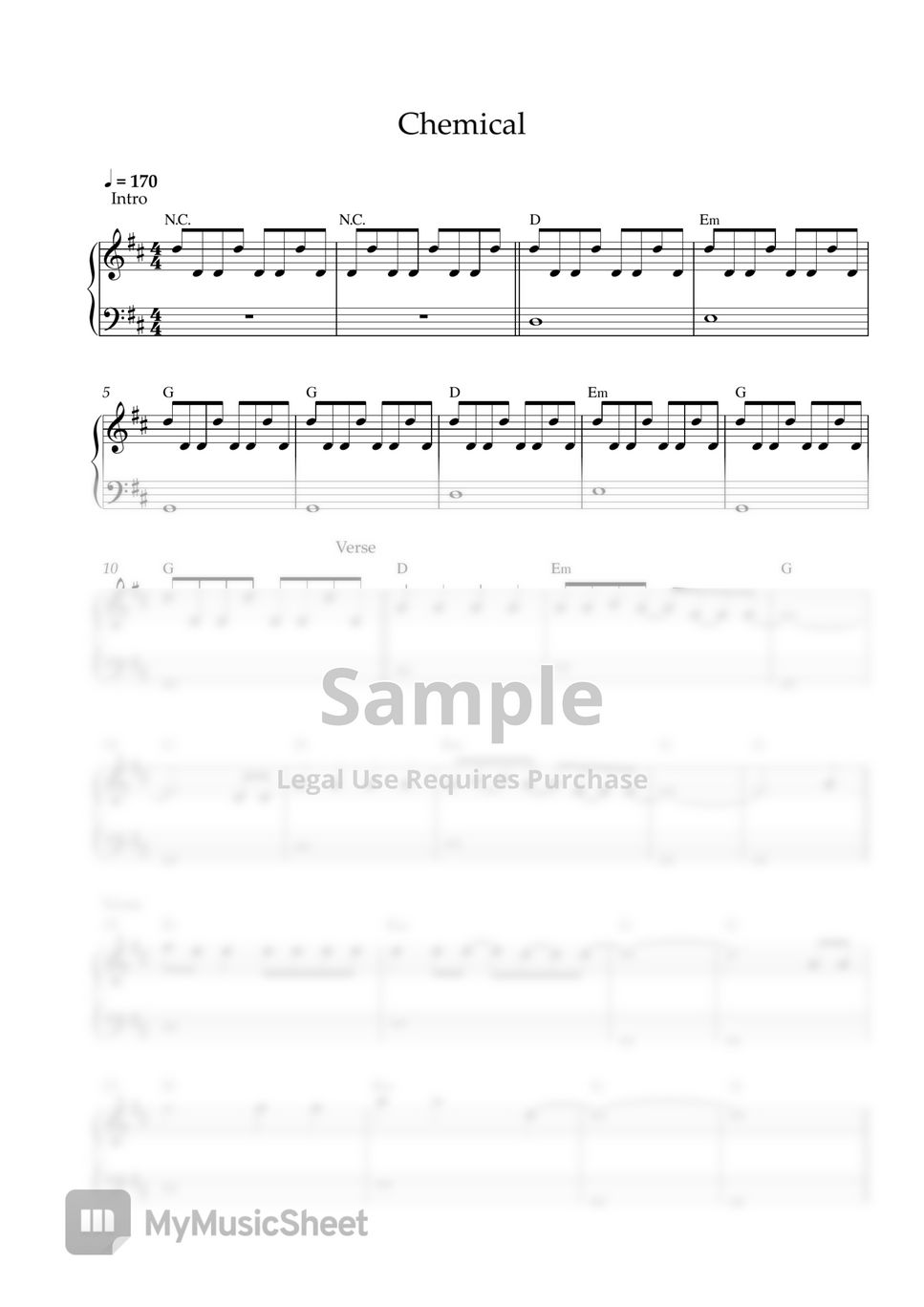 Post Malone - Chemical (EASY PIANO SHEET) Sheets by Pianella Piano