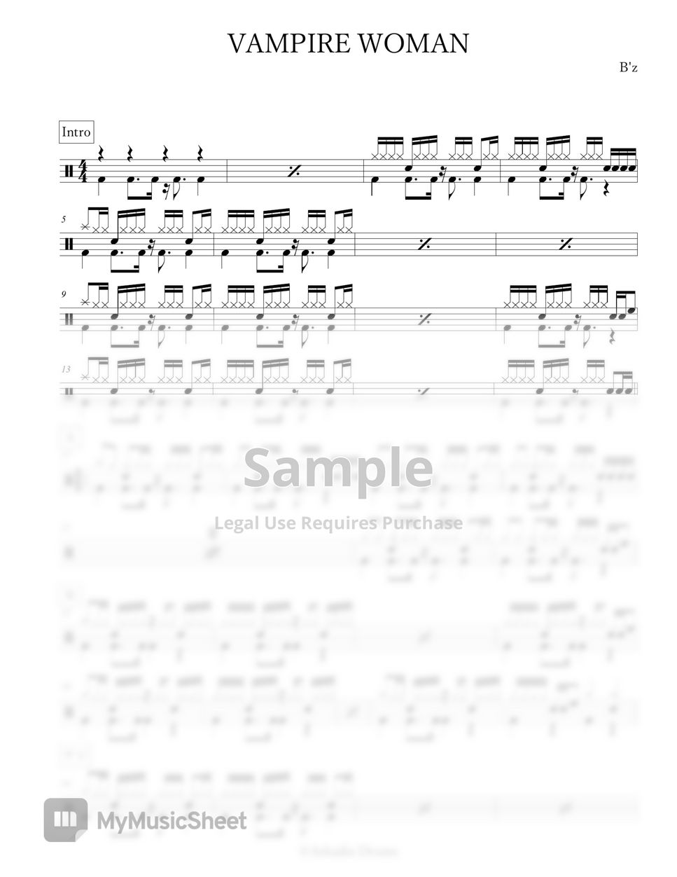 B'z - VAMPIRE WOMAN Sheets by Arkadia Drums