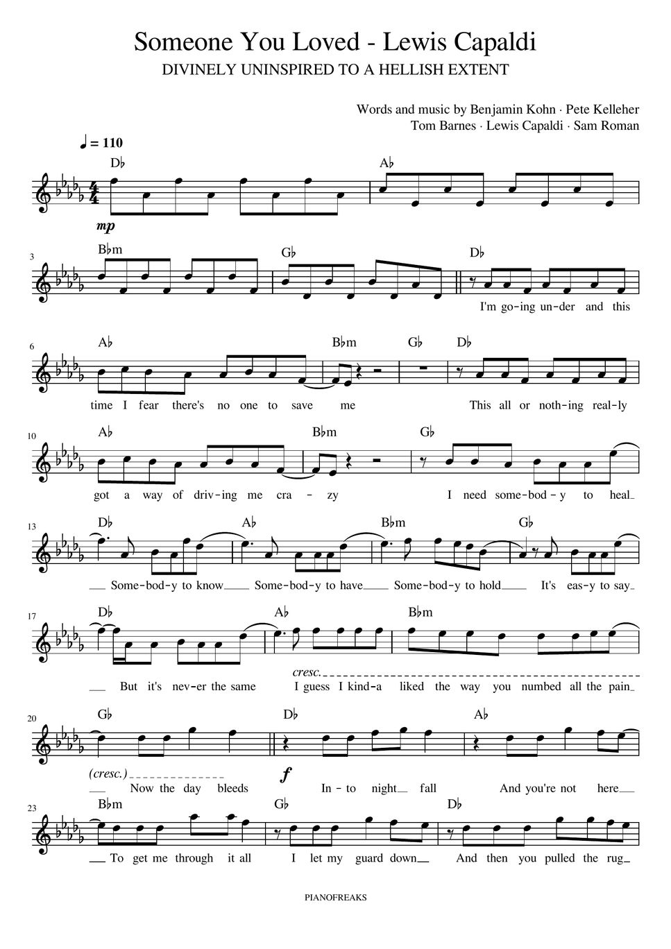 Lewis Capaldi - Someone You Loved Sheets by PianoFreaks