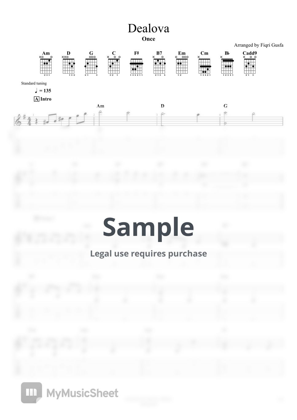 Once - Dealova Tab + 1staff by Fiqri Gusfa