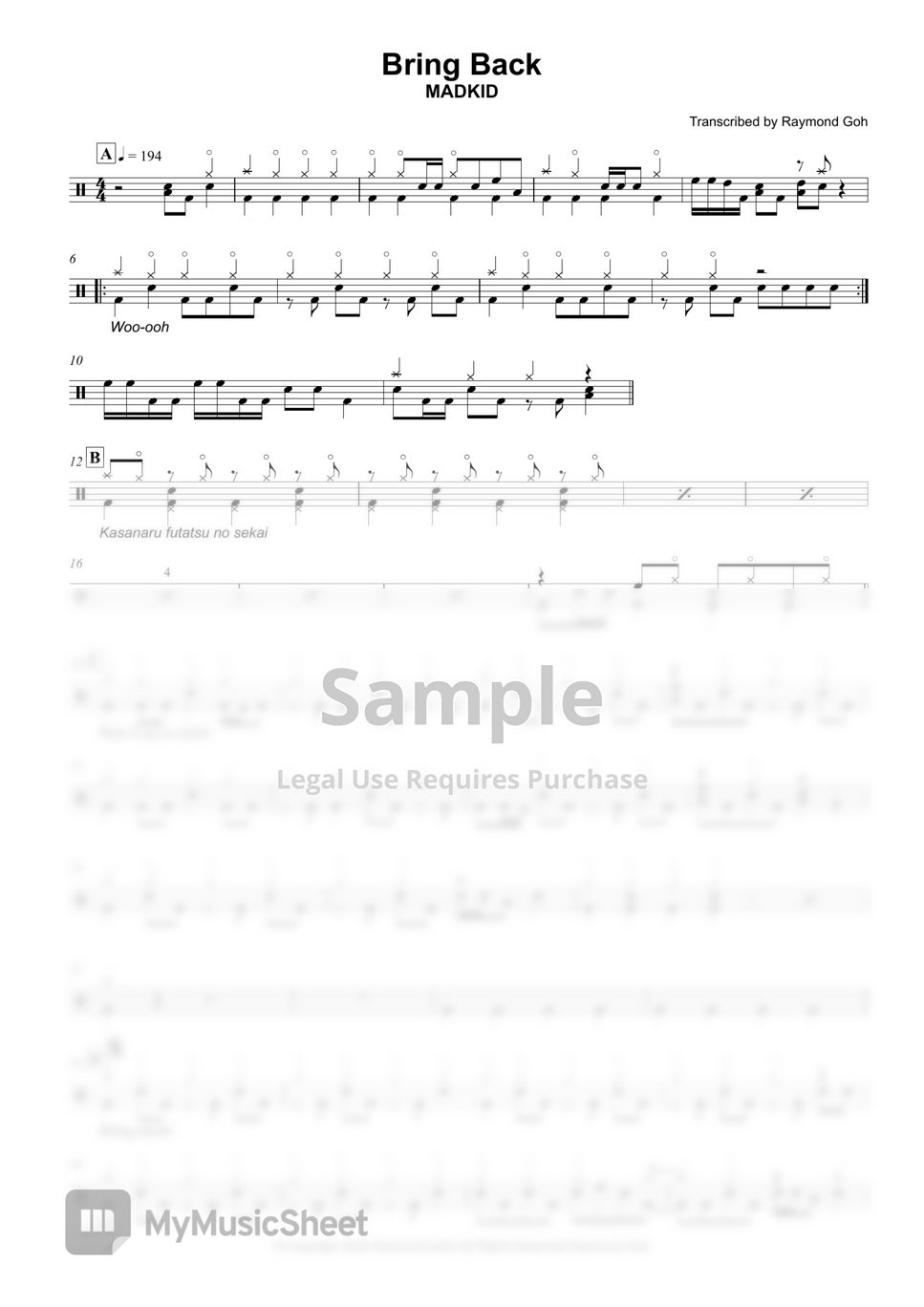 Madkid - Bring Back (Shield Hero OP3) Sheet Music by Raymond Goh