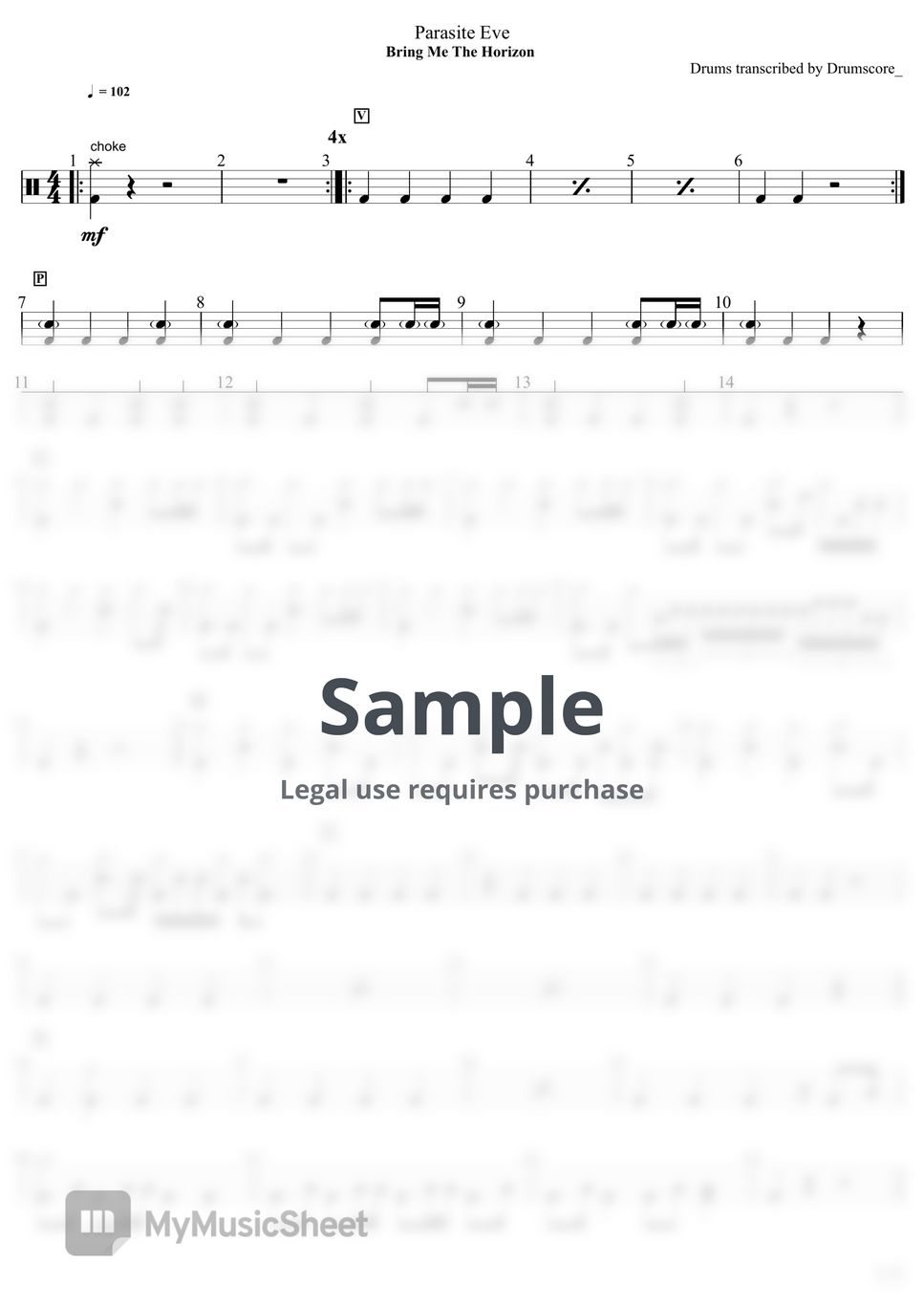 Bring Me the Horizon - Parasite Eve Sheets by Drumscore_