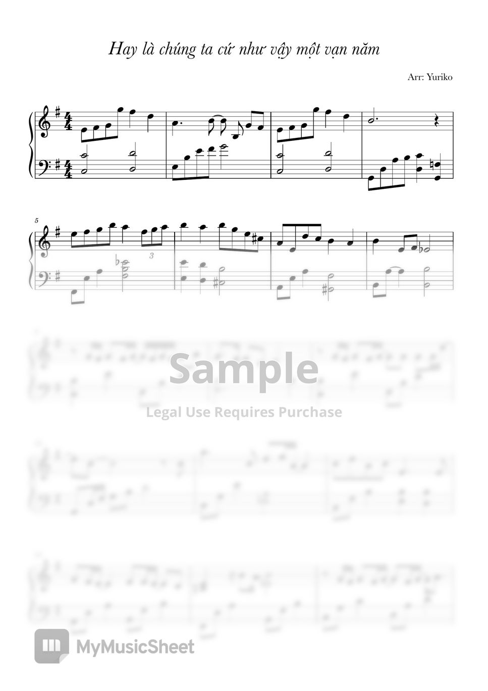 Huang Xiaoyun - Let's Be Like This For Ten Thousand Years Sheet Music ...