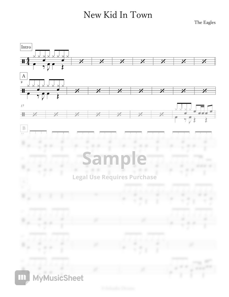 The Eagles - New Kid In Town Sheets by Arkadia Drums