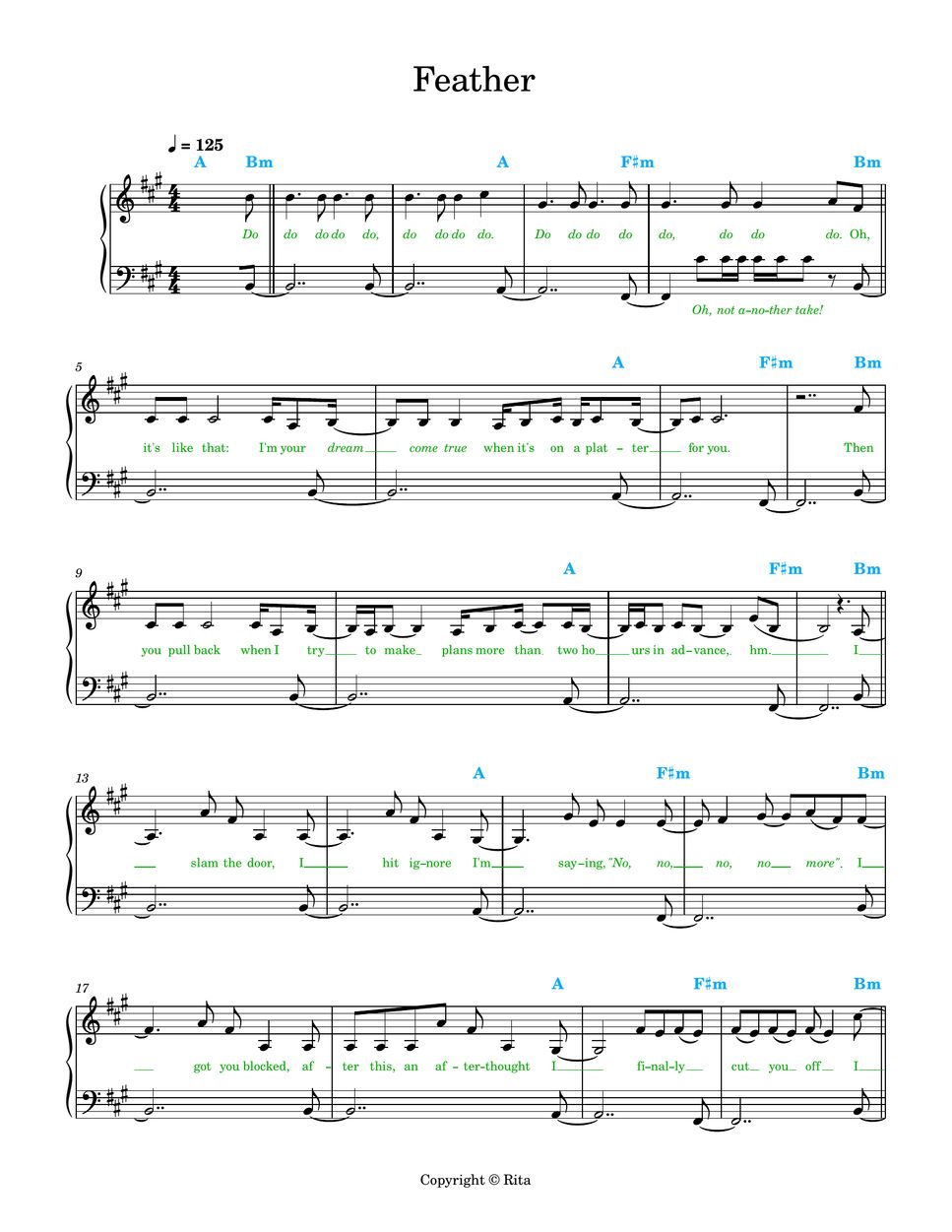 Sabrina Carpenter - Feather (Lyrics) Sheets by Rita B