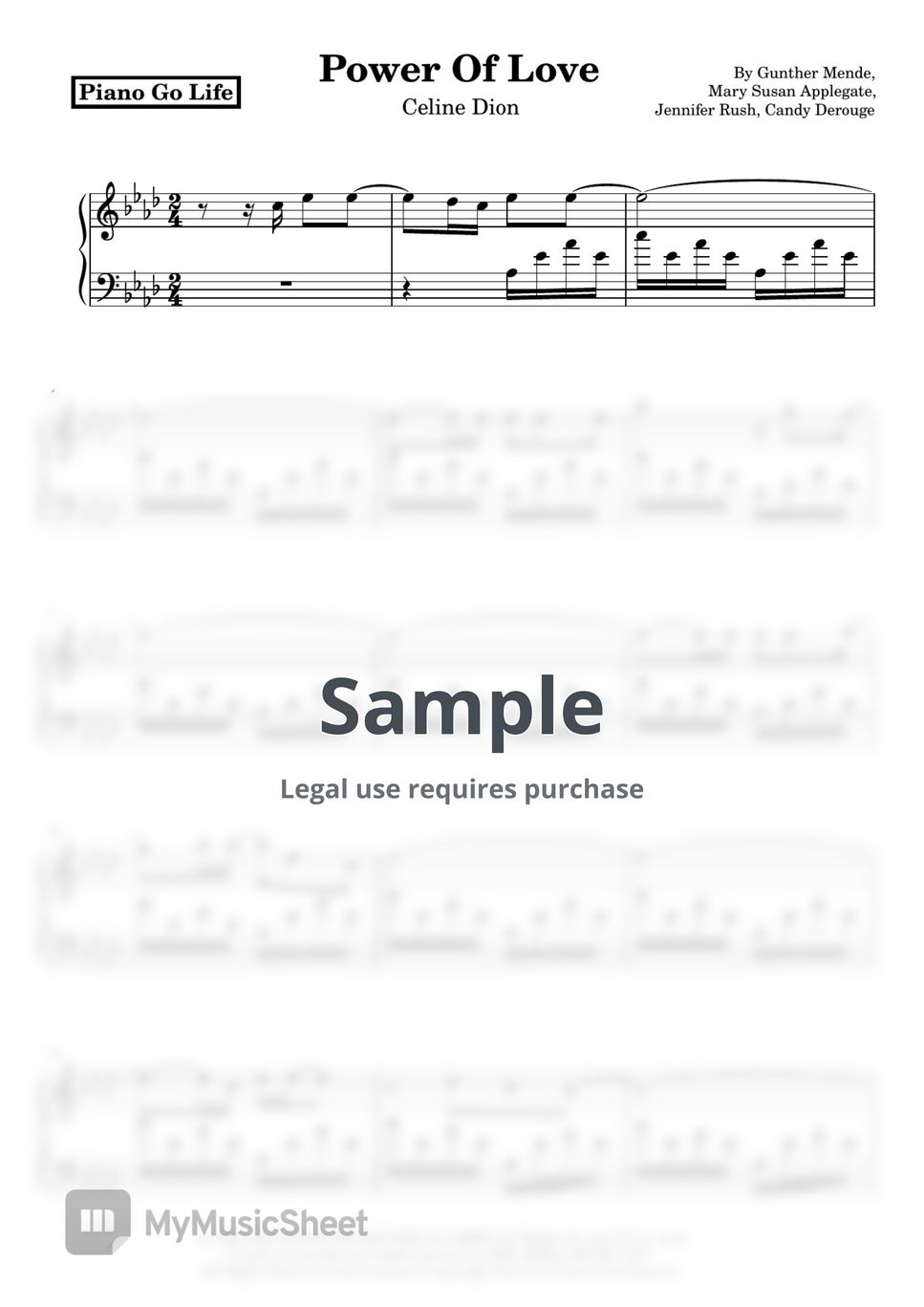 Celine Dion - The Power of Love 楽譜 by Piano Go Life