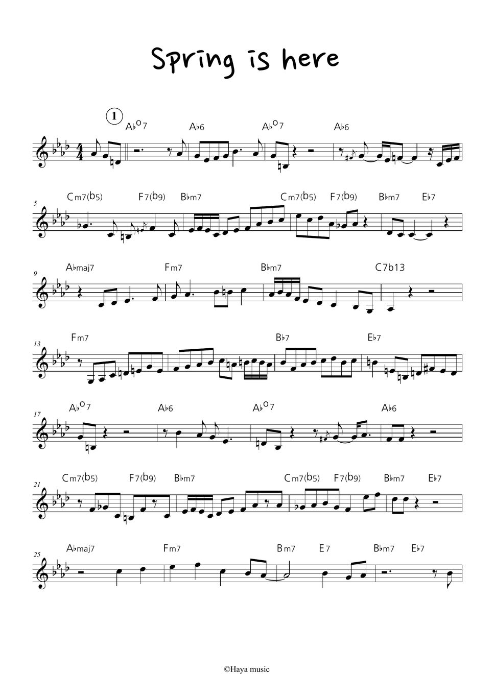 kenny Dorham - Spring is here (transcription) 악보 by haya music