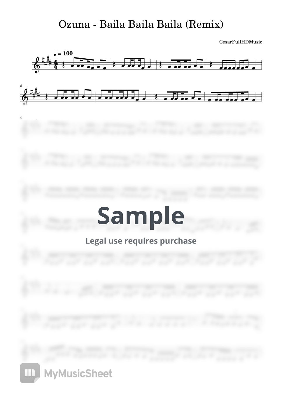 Ozuna - Baila Baila Baila (Remix) 악보