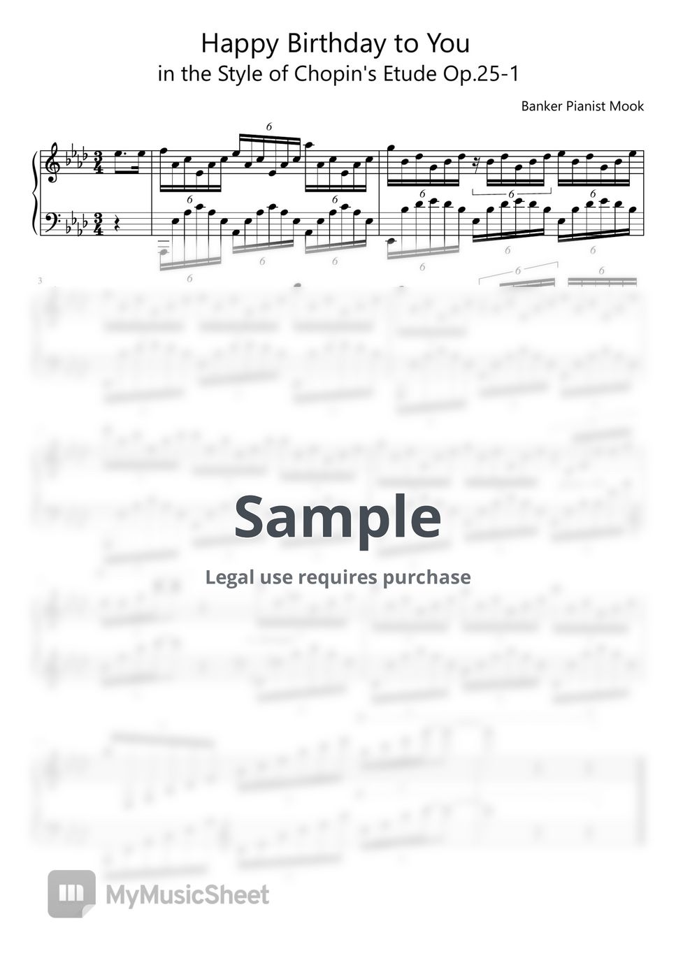 Banker Pianist Mook - Happy Birthday to You in the Style of Chopin's Etude Op.25-1 Sheets