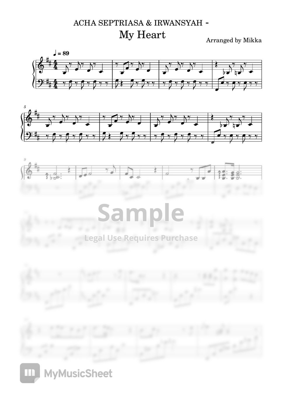 Irwansyah & Acha Septriasa - My Heart Sheets by Mikka Irwansyah & Acha Septriasa - My Heart Sheets by Mikka