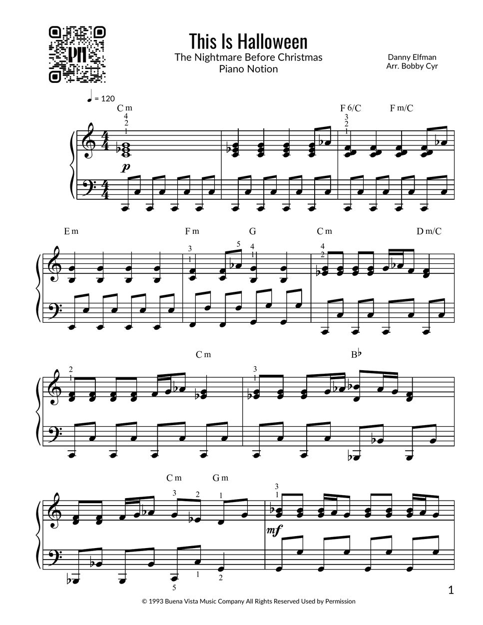 Danny Elfman - This Is Halloween - Main Theme (Easy Piano) 악보 by Piano ...