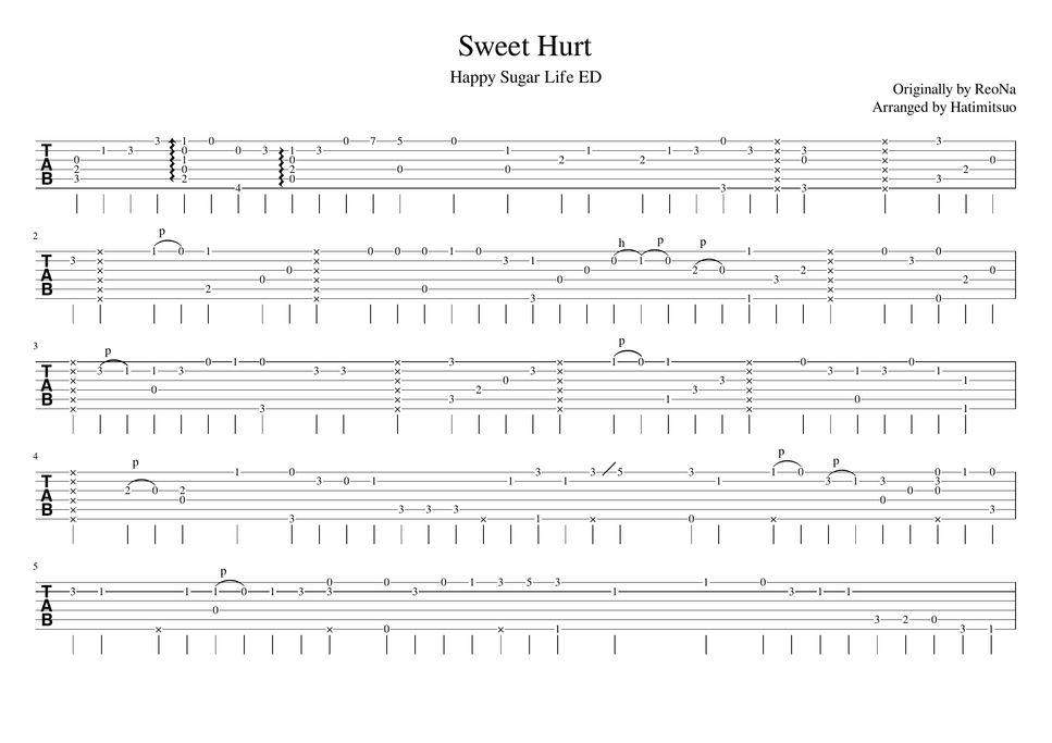 ReoNa - Sweet Hurt (From "Happy Sugar Life" ED) Partitura by Hatimitsuo