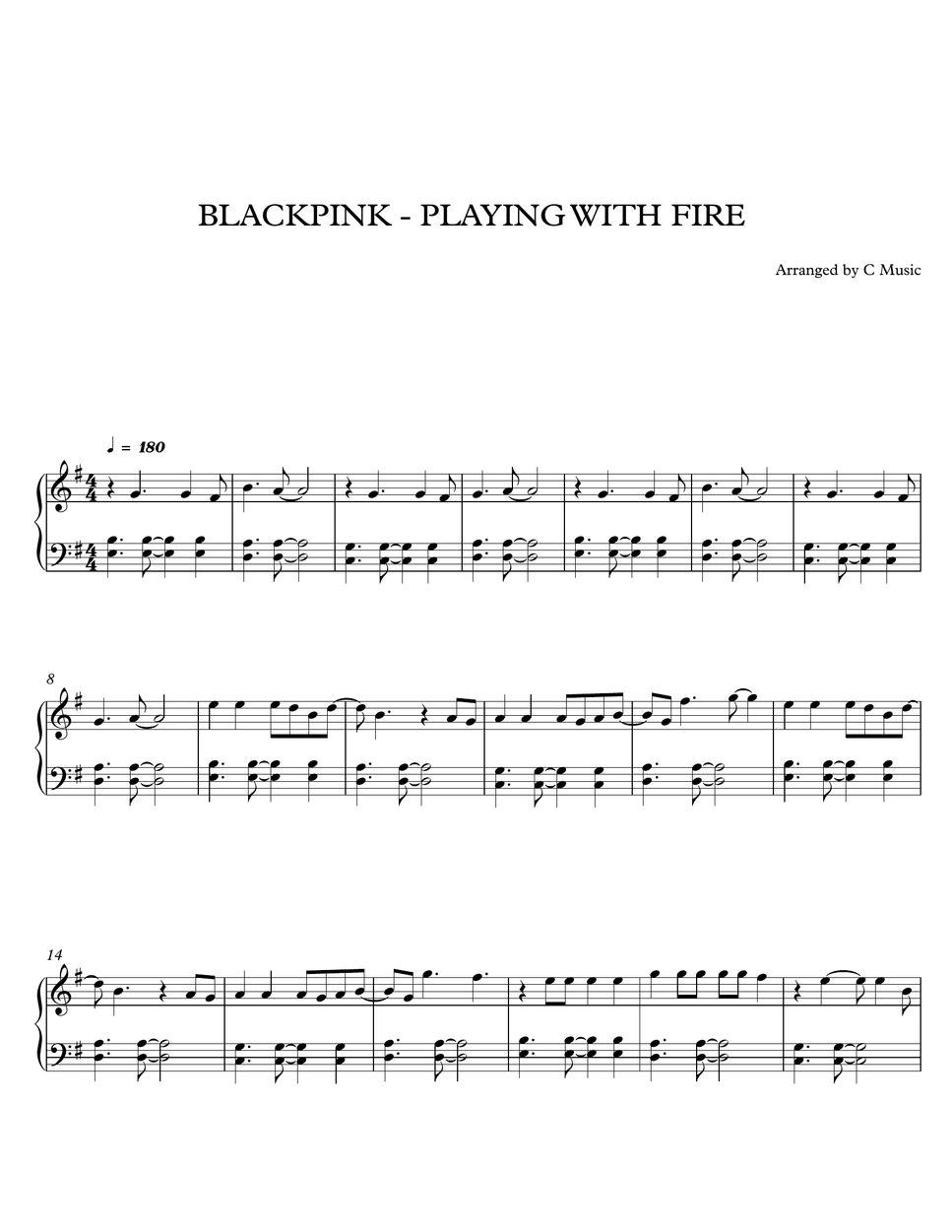 Blackpink - Playing With Fire (Easy Version) Sheet by C Music