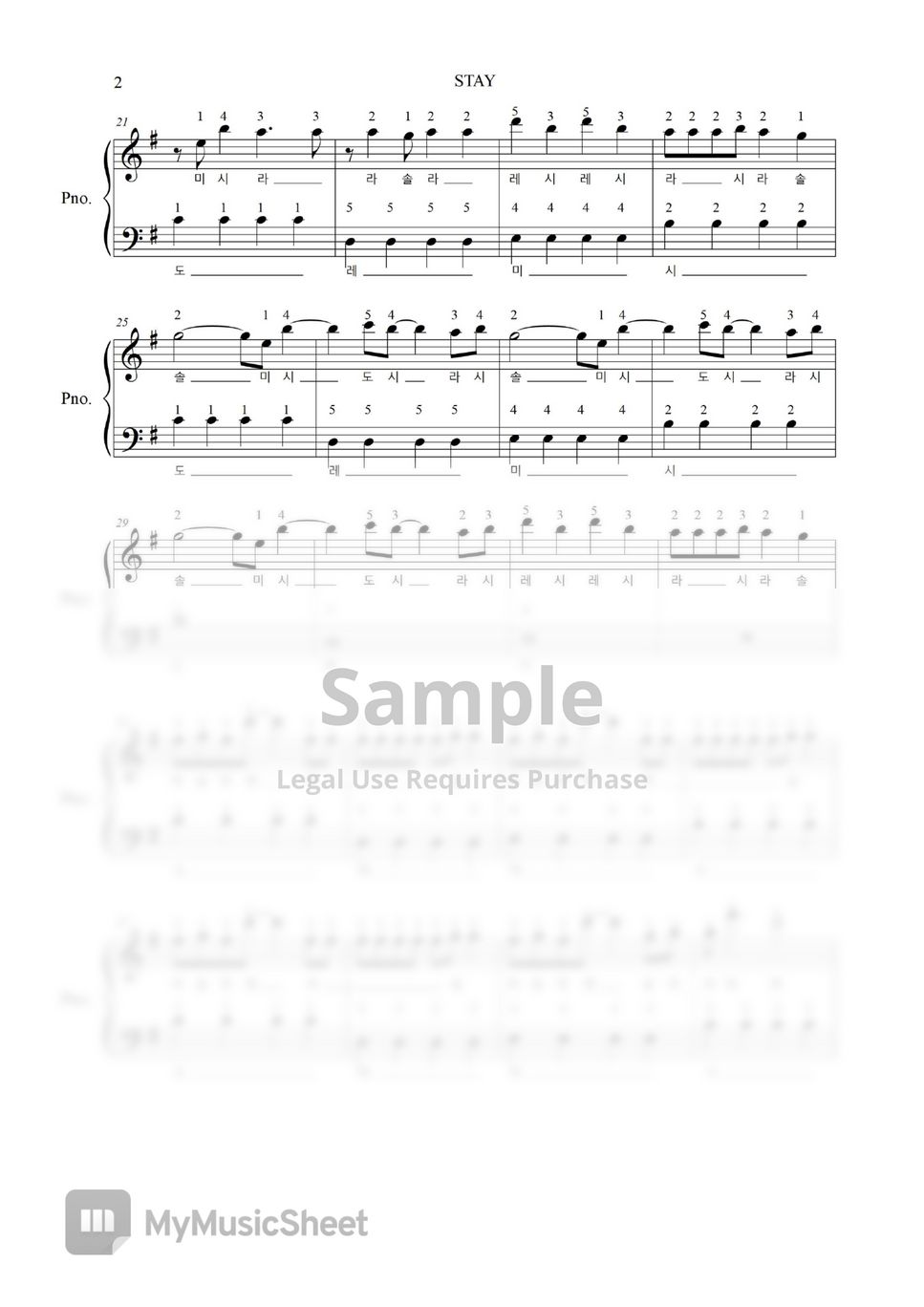 The Kid LAROI, Justin Bieber - STAY (finger numbers) Sheet by ...