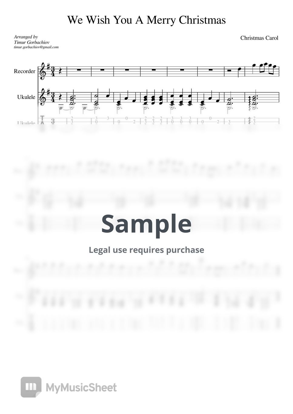 Christmas Carol - We Wish You A Merry Christmas Sheets by Timur Gorbachiov