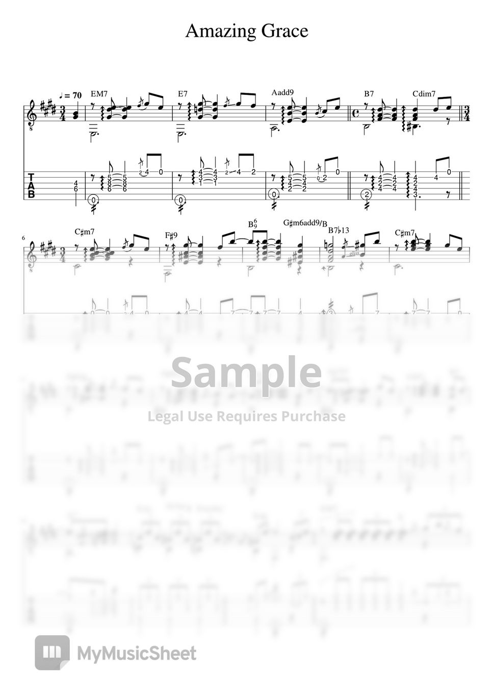 traditional - Amazing grace Partition musicale by acoustic note