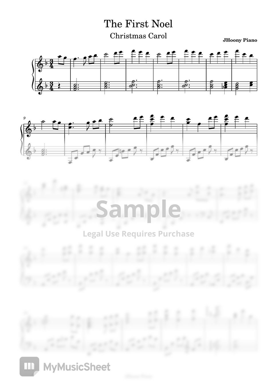 Christmas Carol - The First Noel Sheets by JHoony Piano