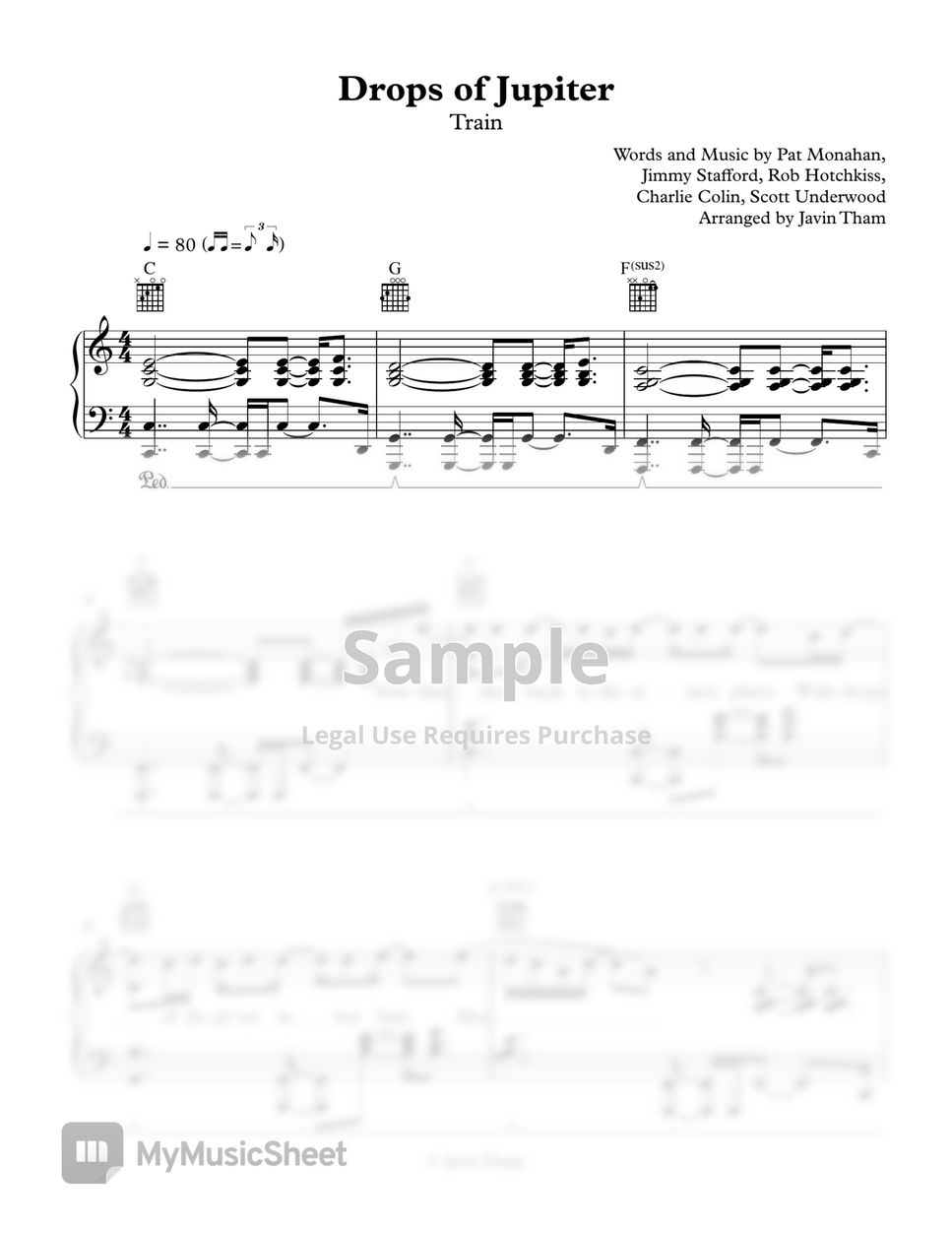 Train - Drops of Jupiter 악보 by Javin Tham