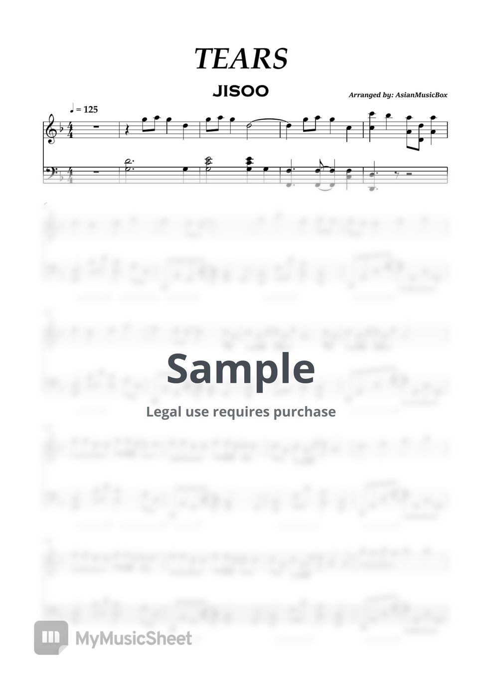 JISOO - TEARS Sheet Music by AsianMusicBox