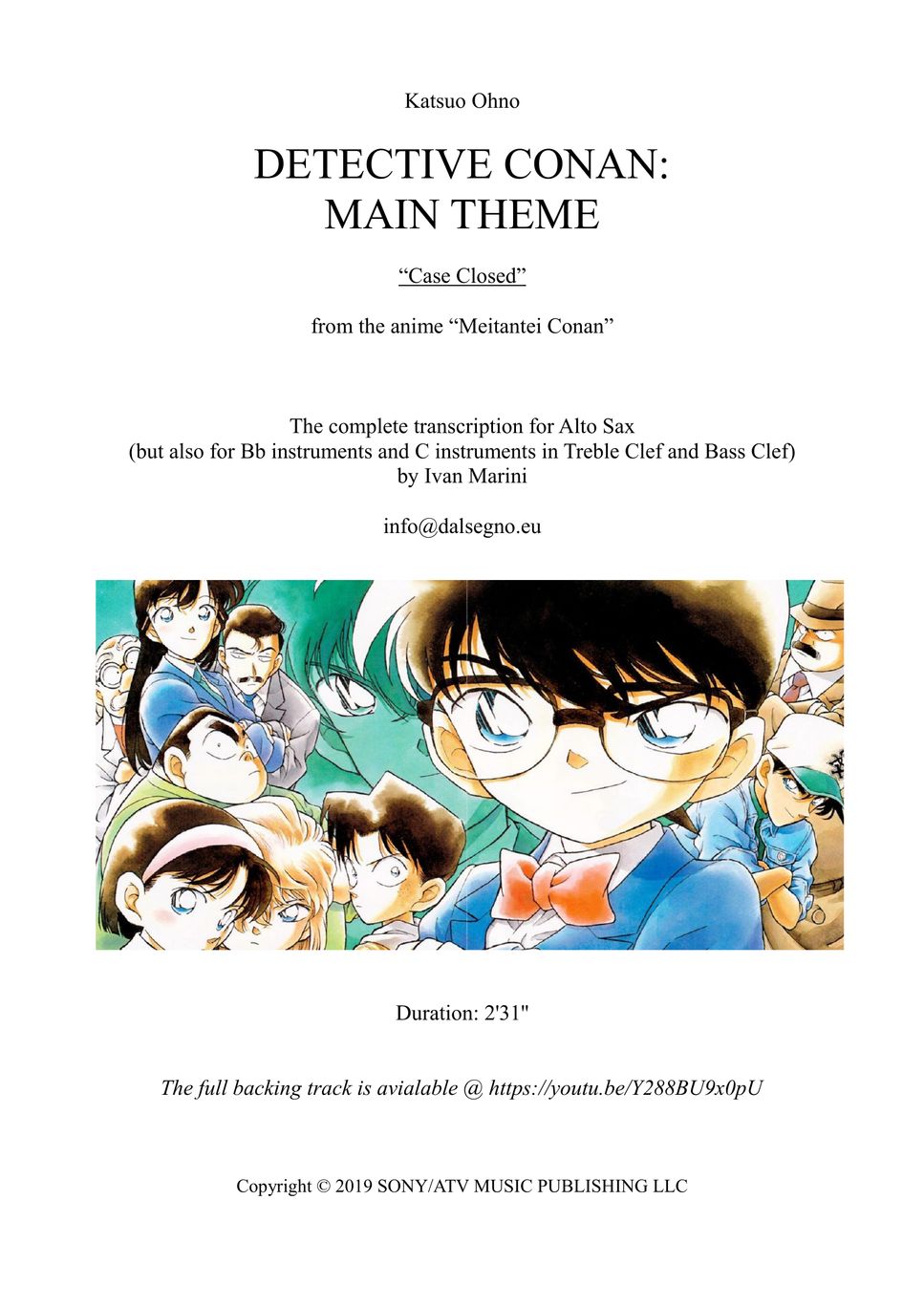 Katsuo Ohno - DETECTIVE CONAN MAIN THEME Sheet by Ivan Marini