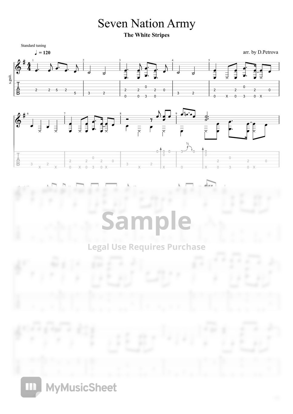 The White Stripes - Seven Nation Army (Fingerstyle Guitar Arrangement ...