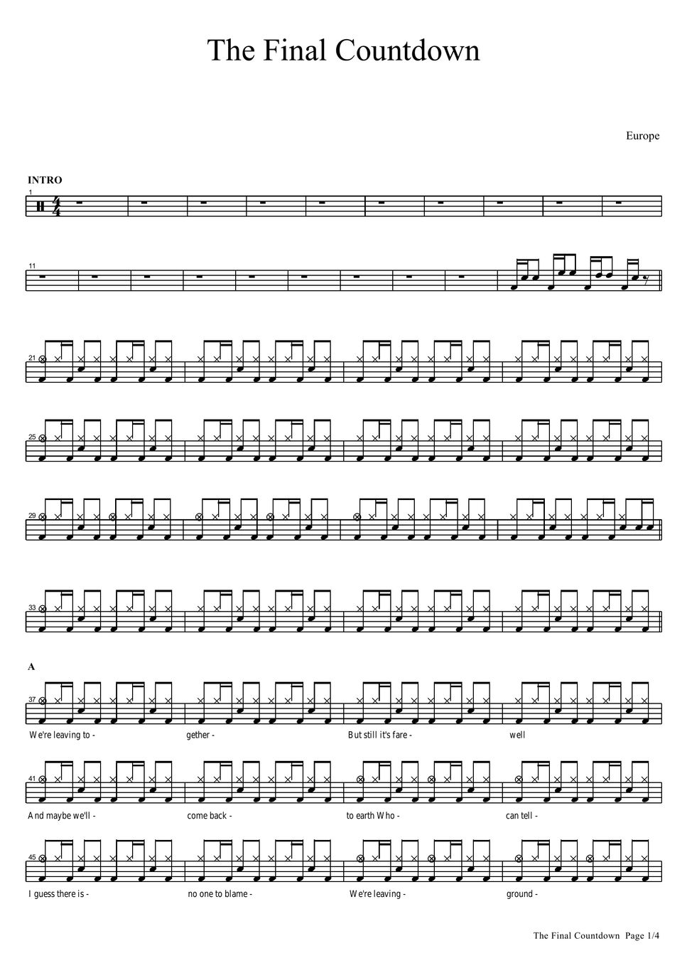 Europe - The Final Countdown Sheet by COPYDRUM
