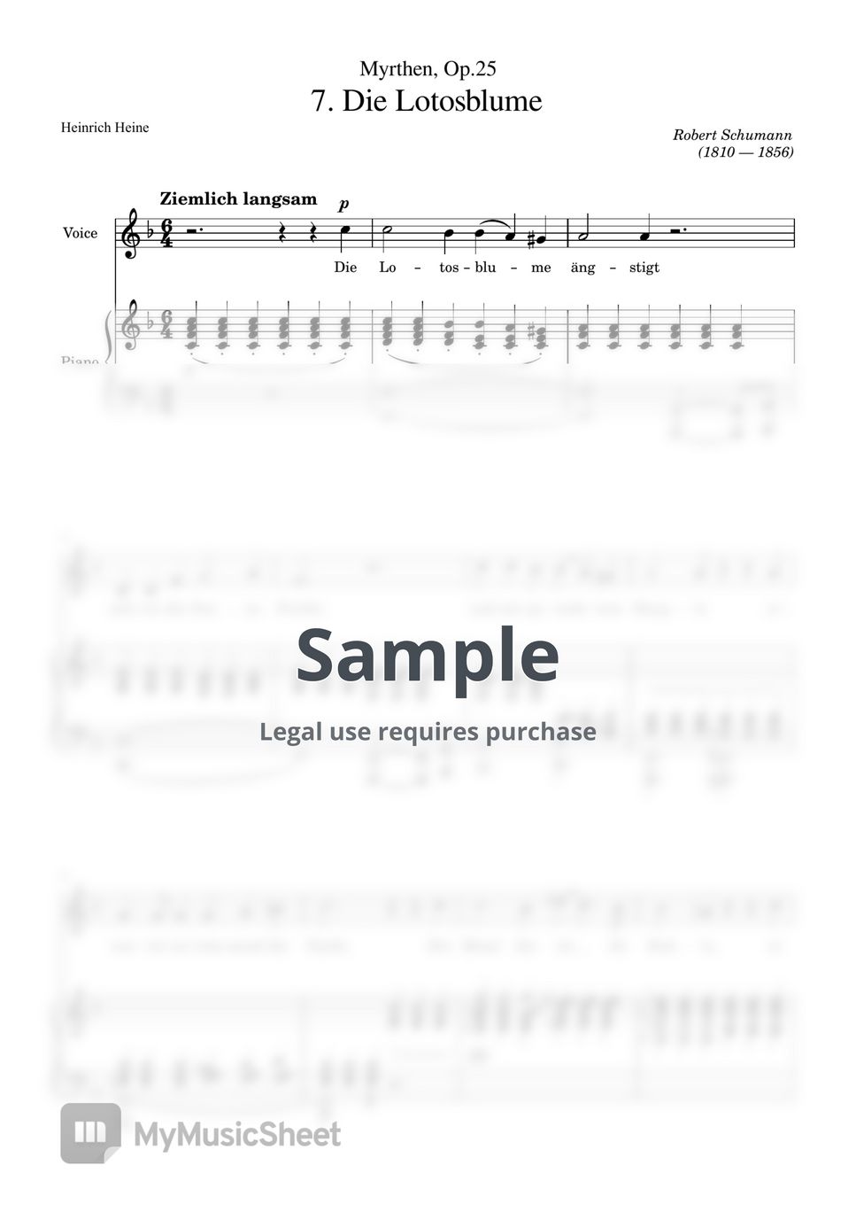 Robert Schumann - Myrthen, Op.25, No.7 - Die Lotosblume (Original For ...