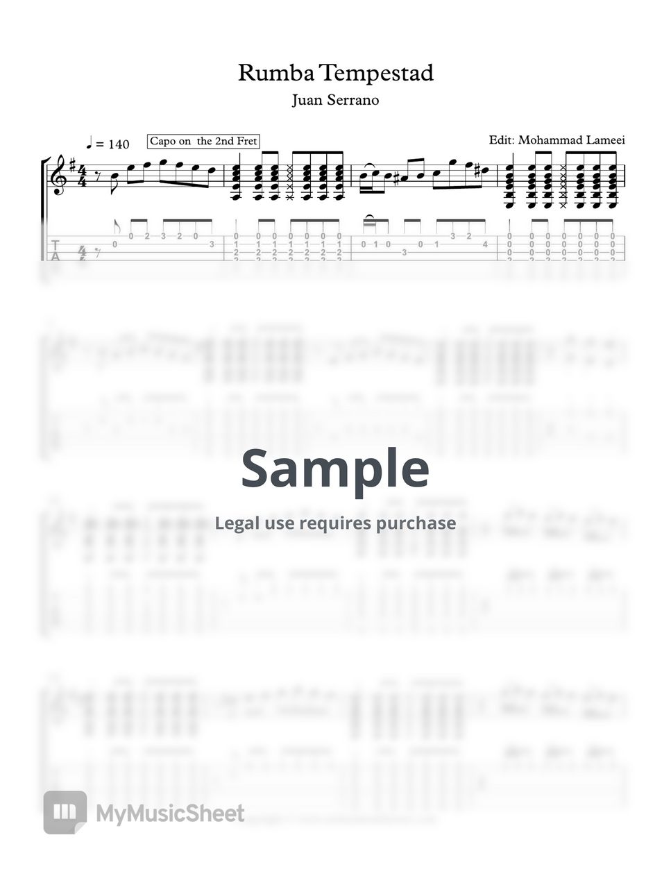 Juan Serrano - Rumba Tempestad Tab + 1staff by Mohammad Lameei