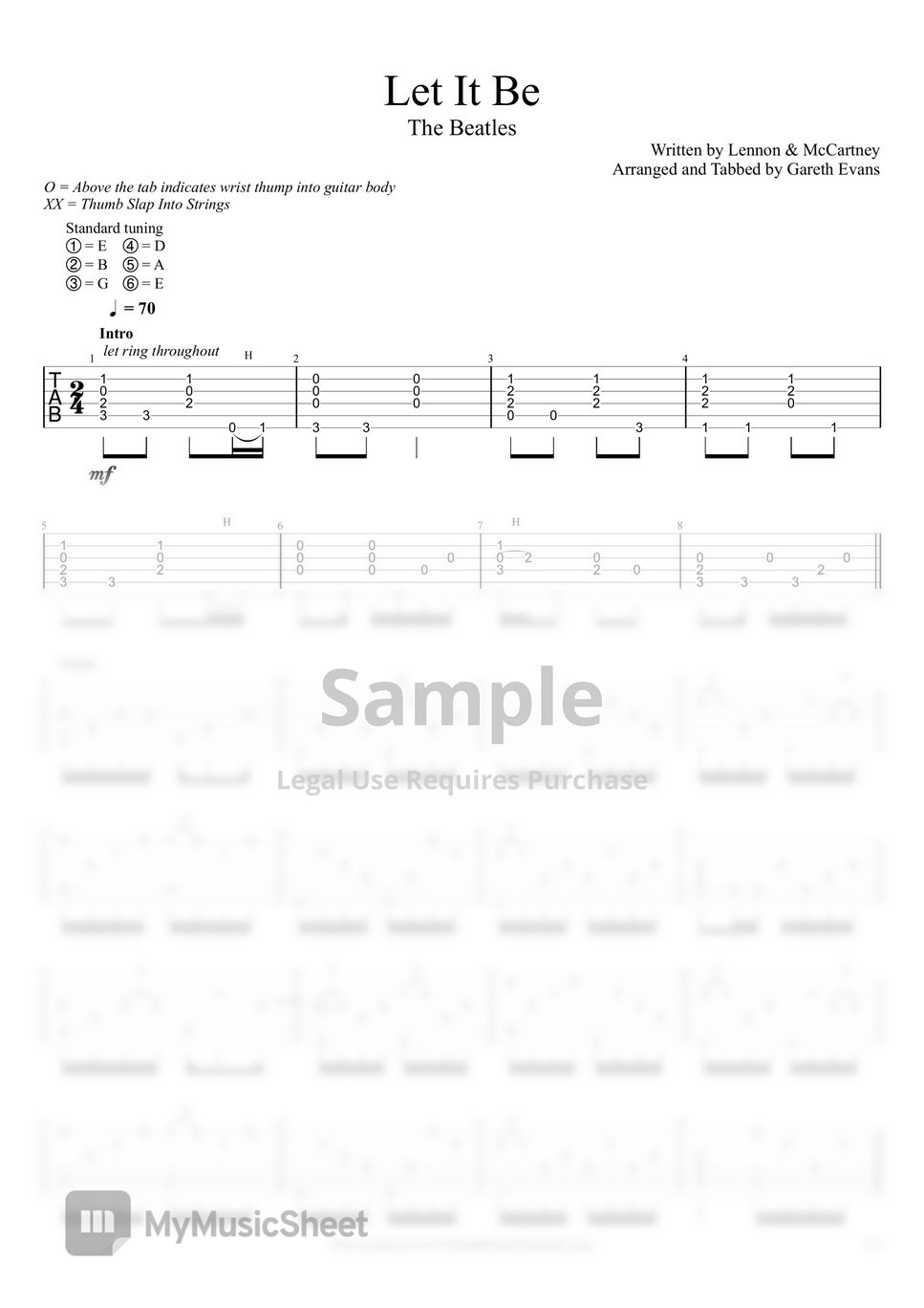 The Beatles - Let It Be (Fingerstyle) 악보 by Gareth Evans