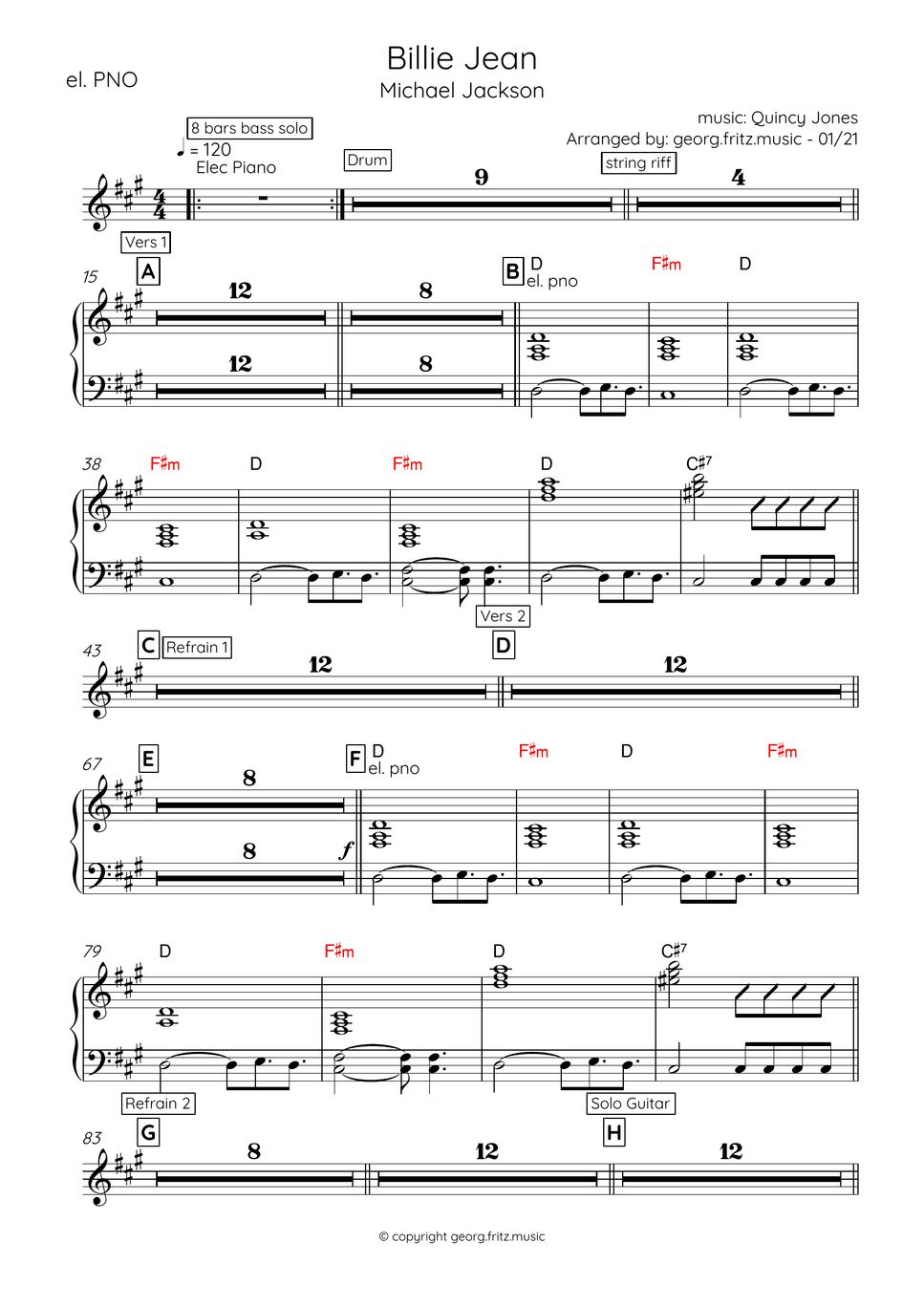 Michael Jackson - Billie Jean Sheets by georg.fritz.music