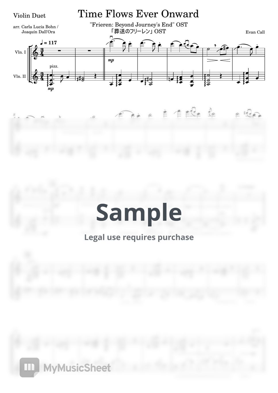 Evan Call - Time Flows Ever Onward [String Duet] | "Frieren: Beyond Journey's End" OST 악보 by co-neko