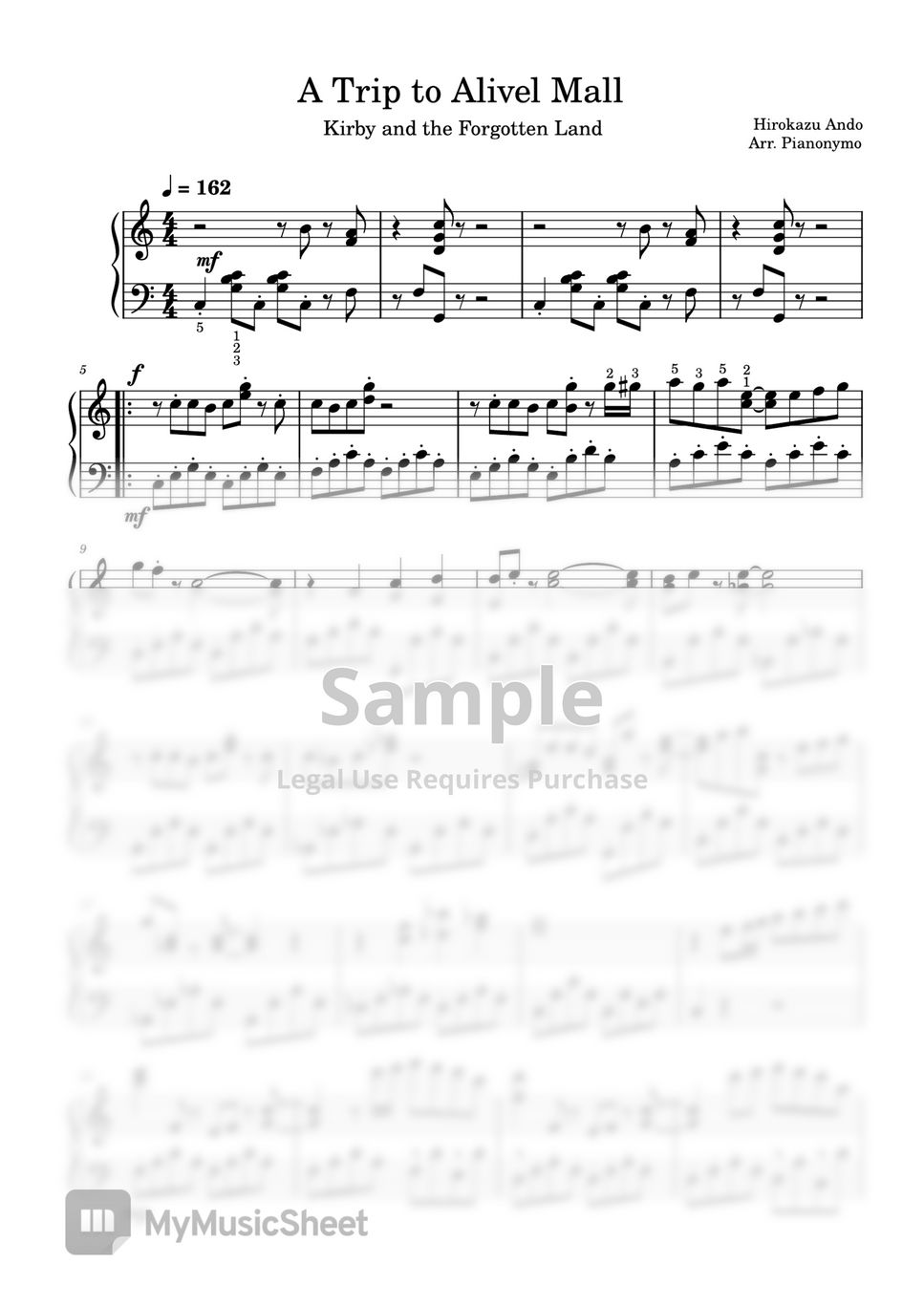 Kirby and the Forgotten Land - A Trip to Alivel Mall Sheet Music by ...