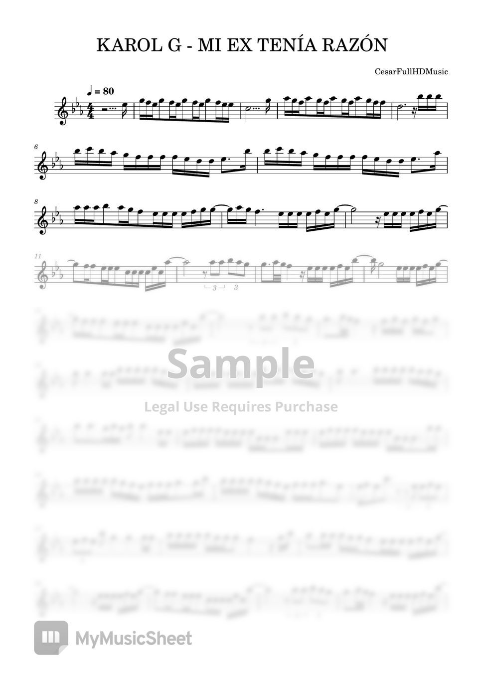 KAROL G - MI EX TENÍA RAZÓN Sheet Music