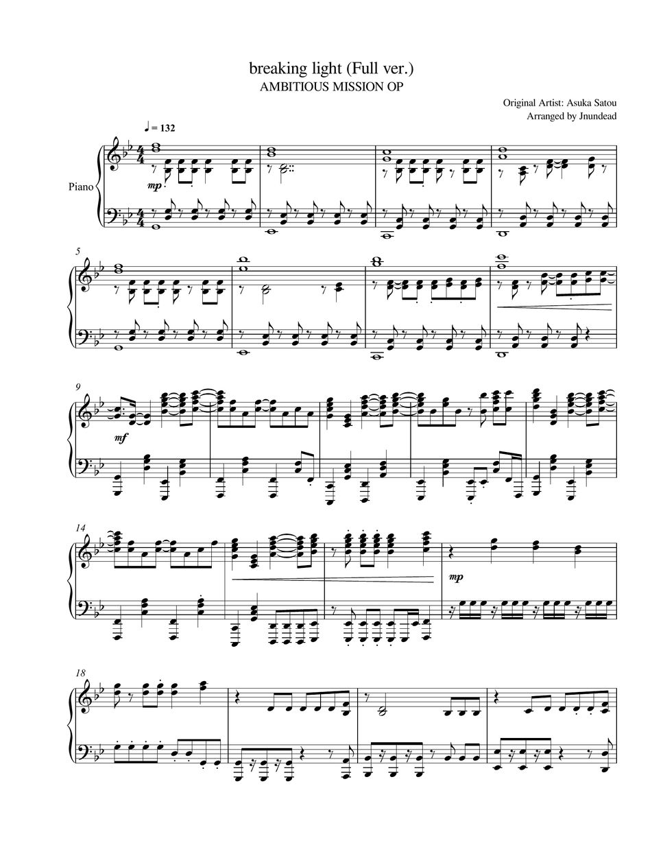 Asuka Satou - breaking light (Full ver.) Sheets by Jnundead