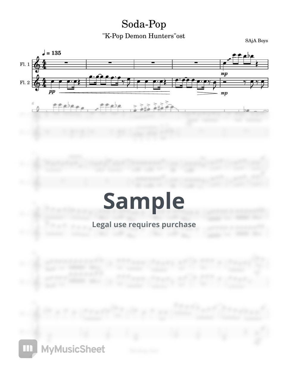 Saja Boys - Soda Pop (플루트2중주/flute duet) Sheet Music by @healing_flute