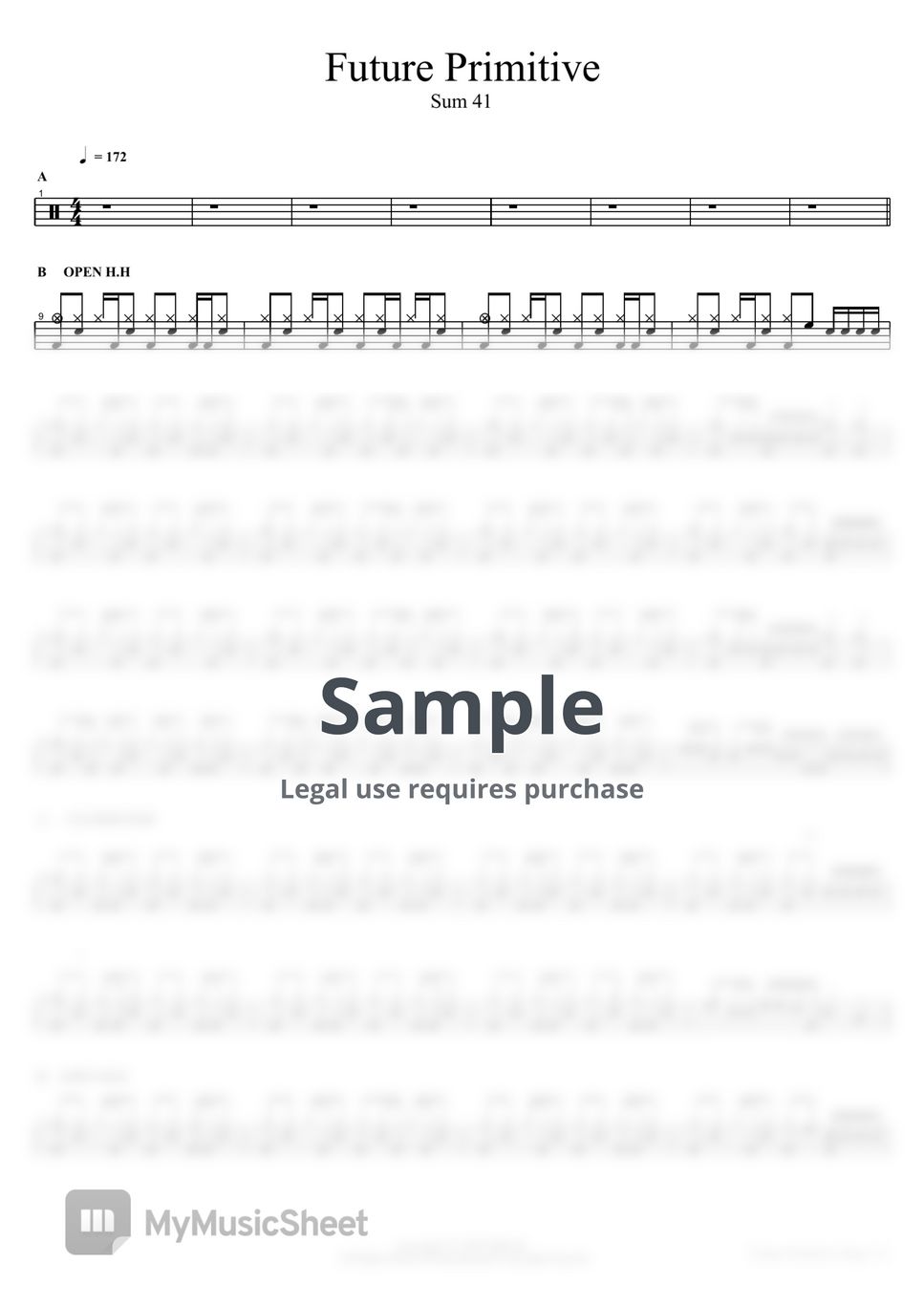 Sum 41 - Future Primitive Sheets by COPYDRUM