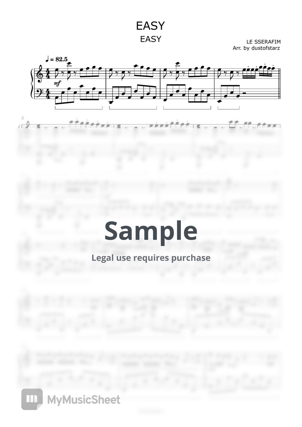 LE SSERAFIM - EASY 악보 by dustofstarz