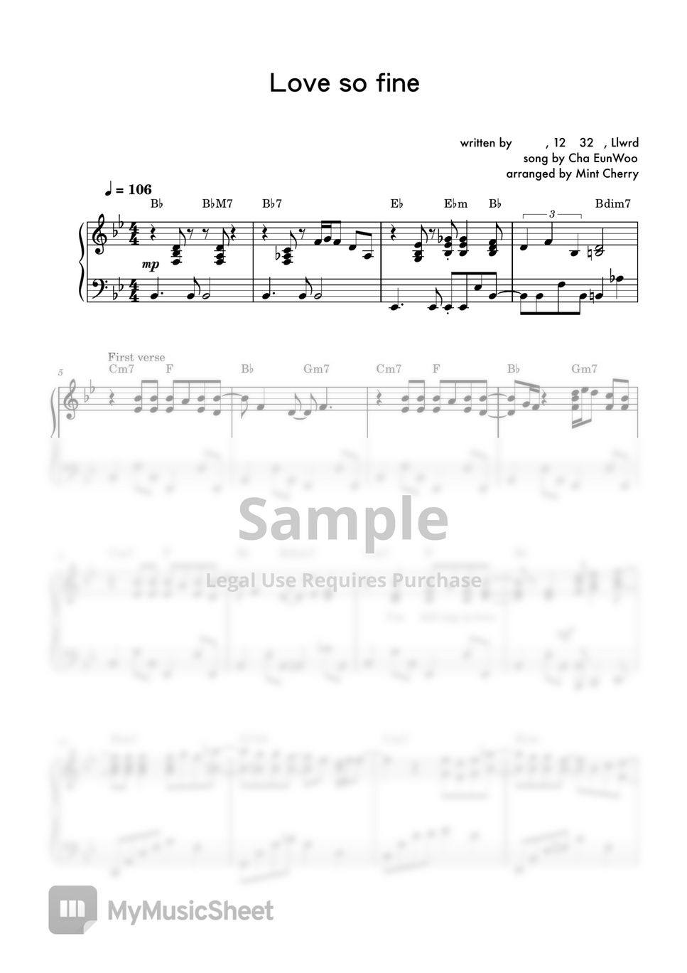 Cha Eunwoo - Love So Fine แผ่น by Mint Cherry